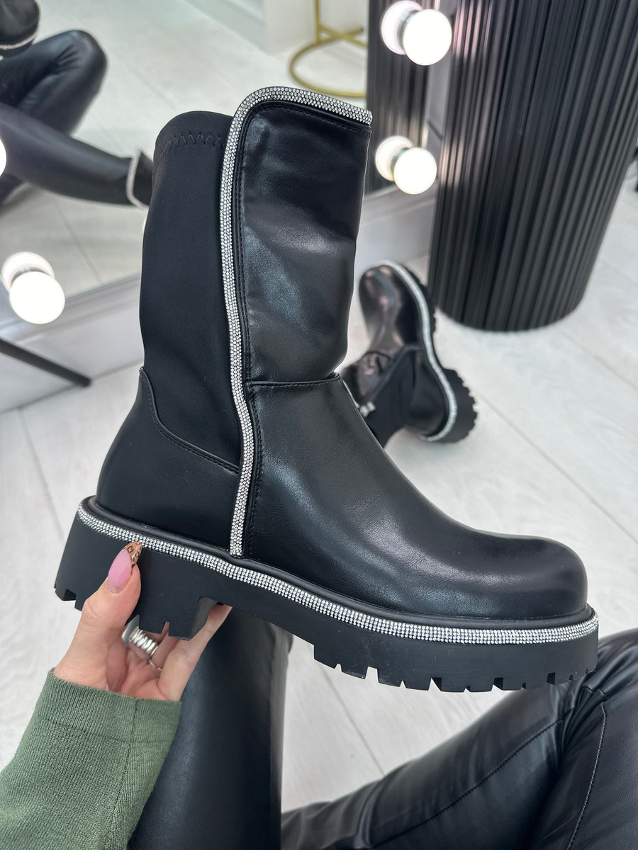 Dena Diamante Trim Detail Ankle Boots – BowsBoutiques