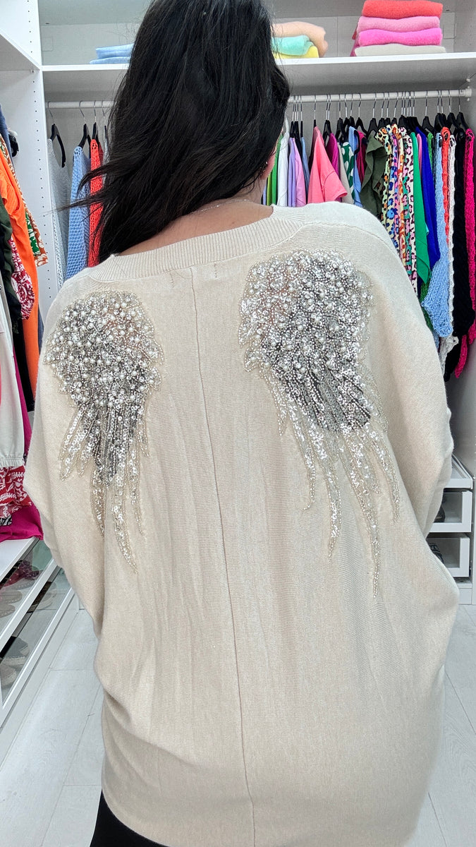 Temi Studded Angel Wing Jumper – BowsBoutiques