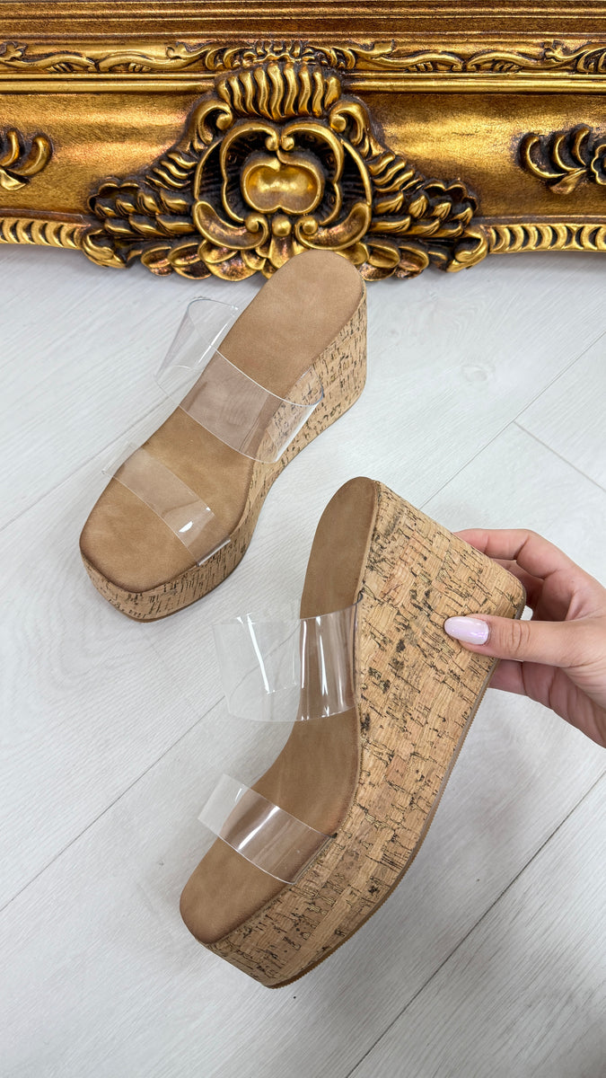 Kobie Double Strap Cork Platform Sliders – BowsBoutiques