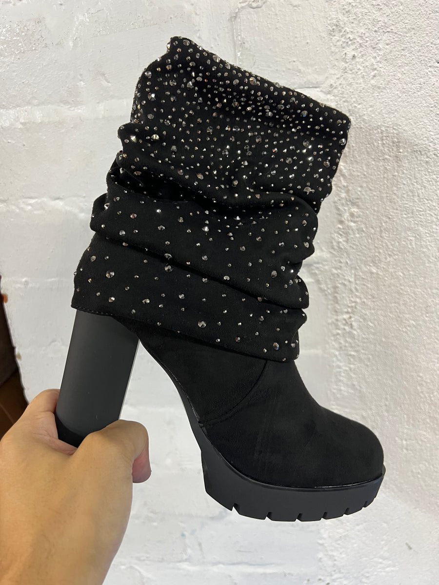 Roxanne Scattered Gem Heeled Boot – BowsBoutiques